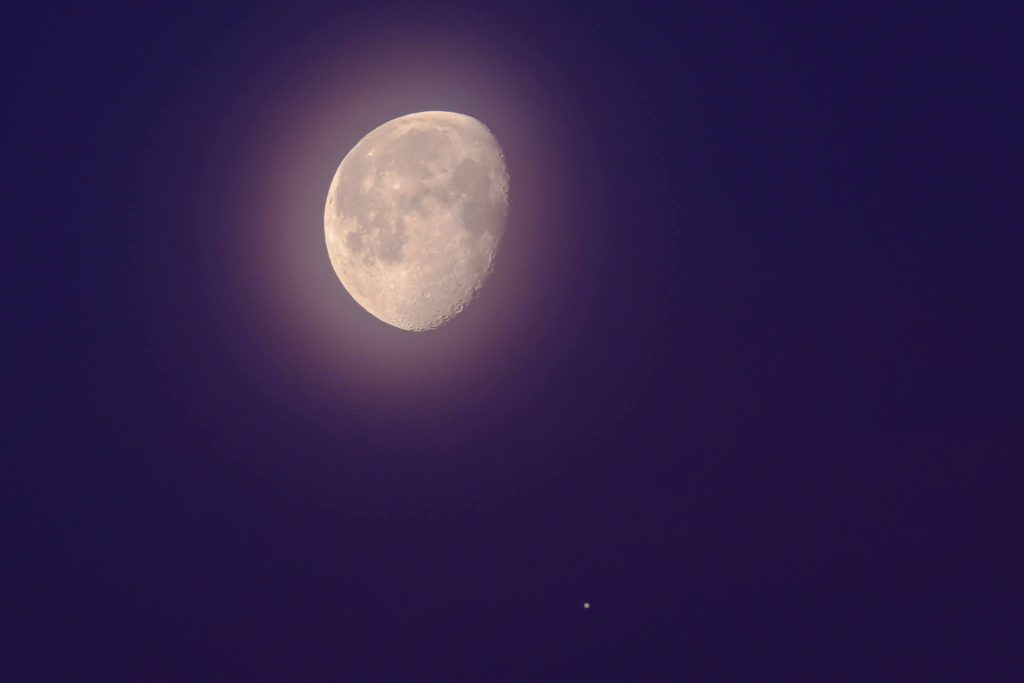 The Moon and Jupiter, as photographed by Sarah Flaim. – Mendonoma Sightings